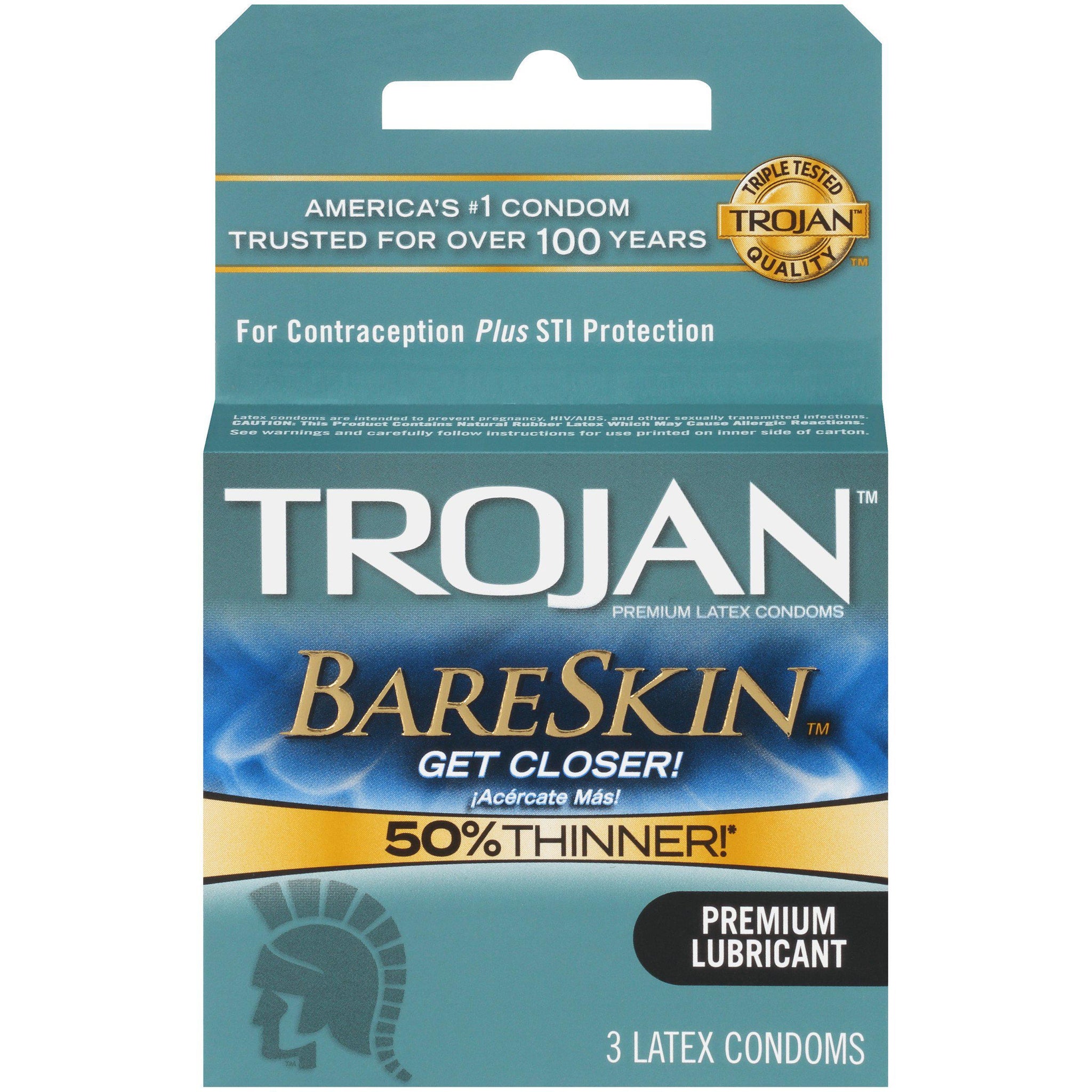 Trojan Sensitivity Bare Skin Lubricated, Latex Condoms - 3ct | Silver ...