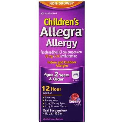 Allegra Children's Allergy Oral Suspension, Berry Flavor, 4 fl oz ...