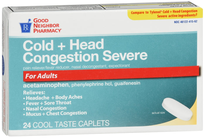 GNP Cold+Head Congestion Severe, 24 Caplets | Silver Rod Pharmacy