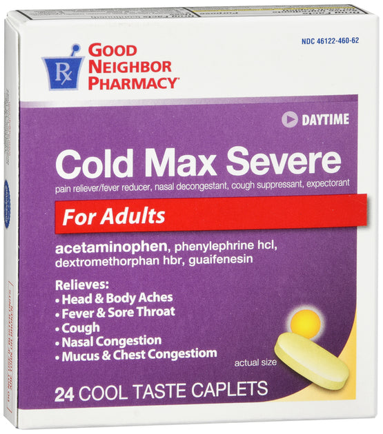 GNP Cold Max Severe for Adults, 24 Cool Taste Caplets | Silver Rod Pharmacy