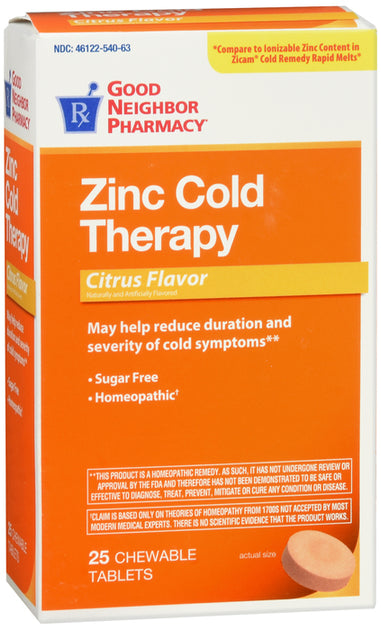 GNP Zinc Cold Therapy Citrus Flavored, 25 Chewable tablets | Silver Rod ...