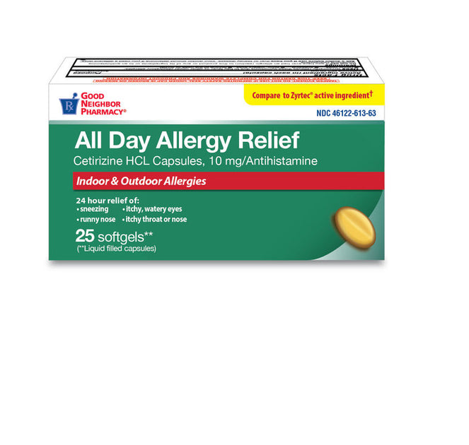GNP All Day Allergy Relief 10mg, 25 Softgels | Silver Rod Pharmacy