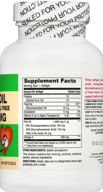 Major Fish Oil Cholesterol Free 1000 MG - 100 Softgels Dietary Supplem ...
