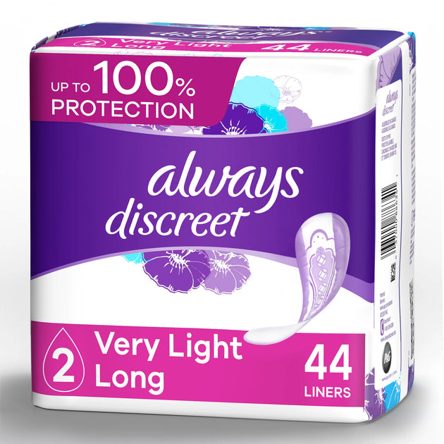 Always Discreet Incontinence Liners, Very Light Absorbency, Long Lengt ...