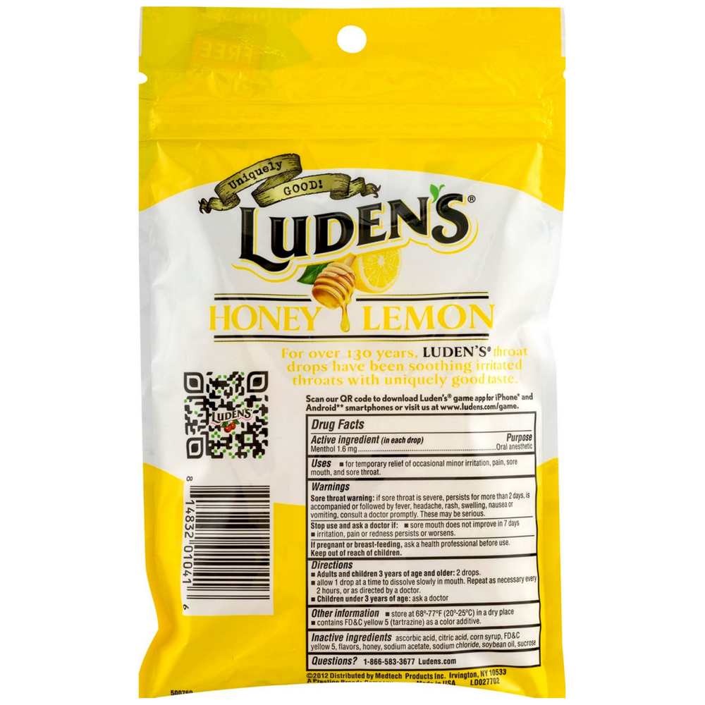Luden's Honey Lemon Pectin Lozenge Value Pack - 12 Bags of 25 Throat D ...