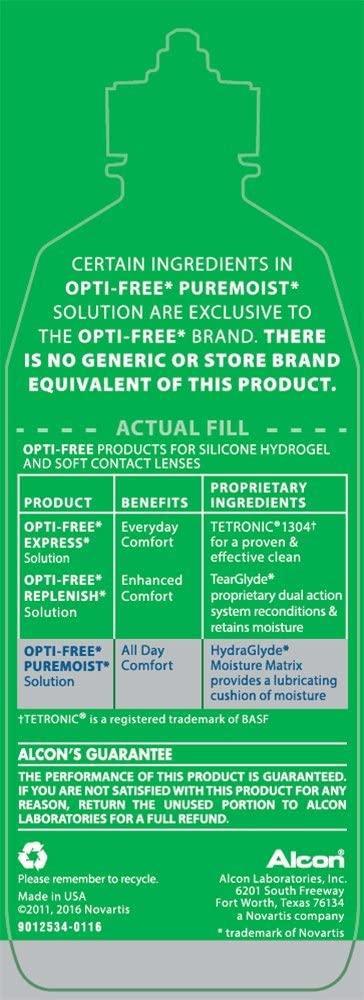 Opti-Free Puremoist Multi-Purpose Disinfecting Solution with Lens Case ...