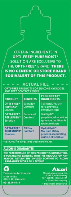 Opti-Free Puremoist Multi-Purpose Disinfecting Solution with Lens Case ...