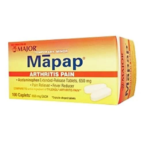 Major Mapap Arthritis Pain Tablets 650mg, 100ct | Silver Rod Pharmacy