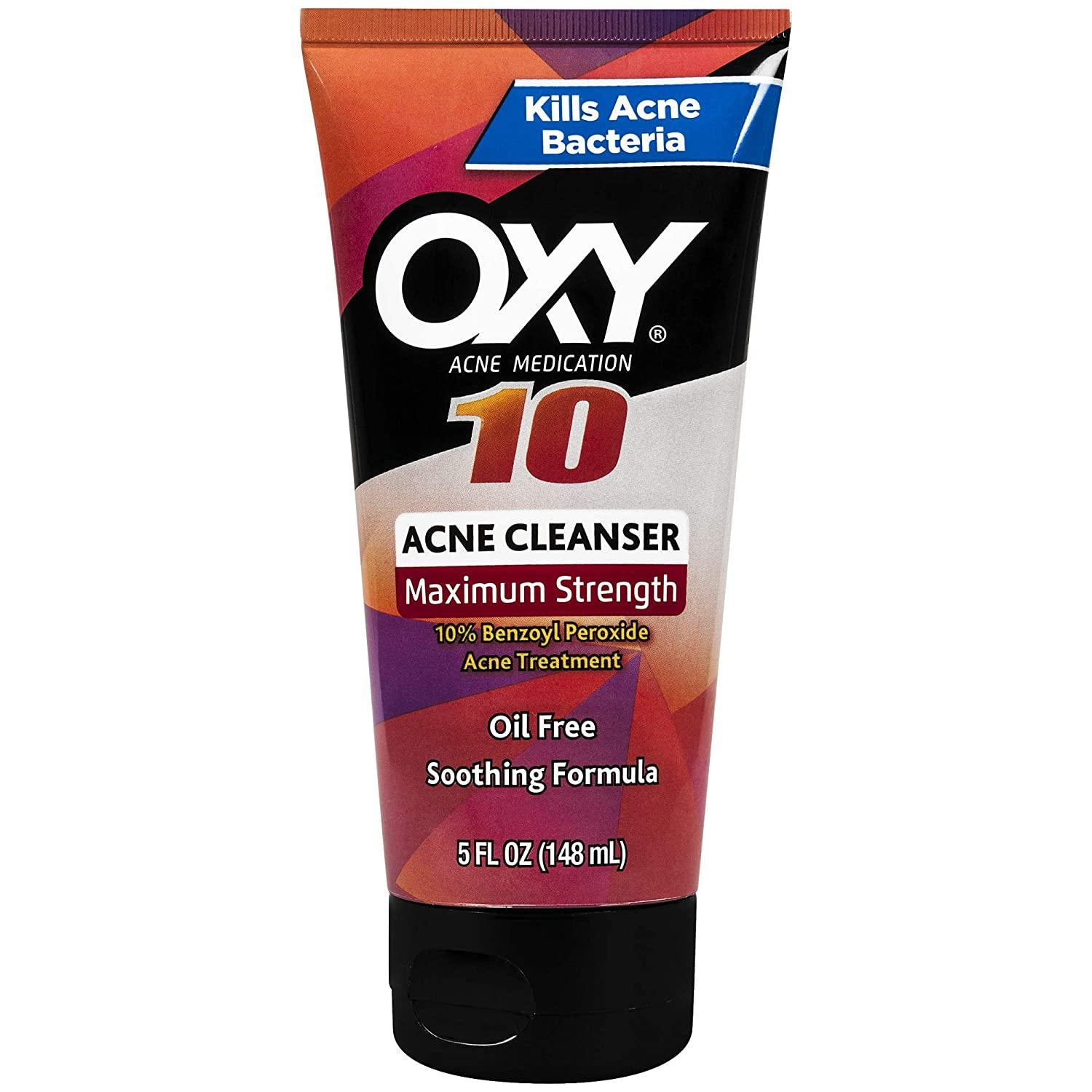 OXY Acne Medication Face Wash 10% Benzoyl Peroxide (5 Fl oz) | Silver ...