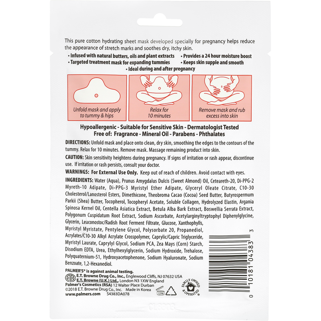 Palmer's Cocoa Butter Formula Tummy Sheet Mask 1.1 fl. oz - For Stretc ...