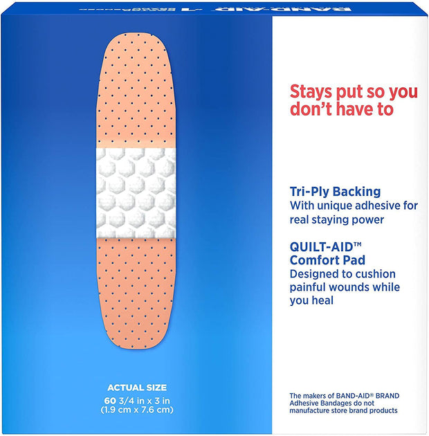 Band-Aid Brand Tru-Stay Plastic Strips, 3/4" x 3", 60 Count | Silver ...