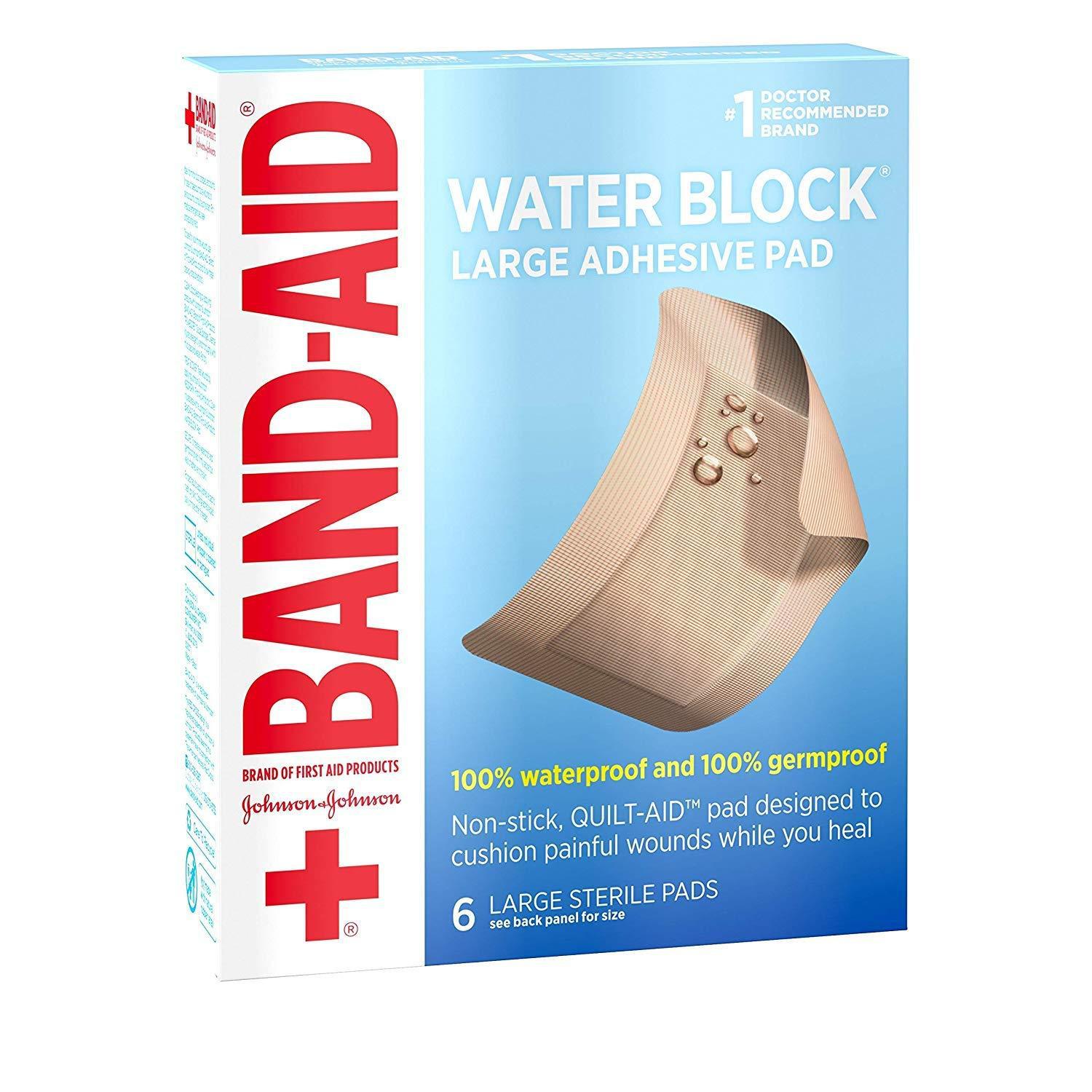 Band Aid Brand First Aid Water Block Waterproof Gauze Pads, Large, 2.9 ...