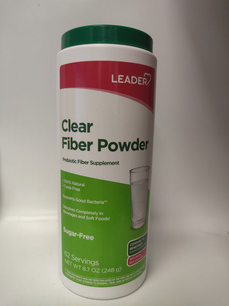 Leader Clear Fiber Powder Prebiotic - Sugar Free, Taste Free, 8.7 oz ...