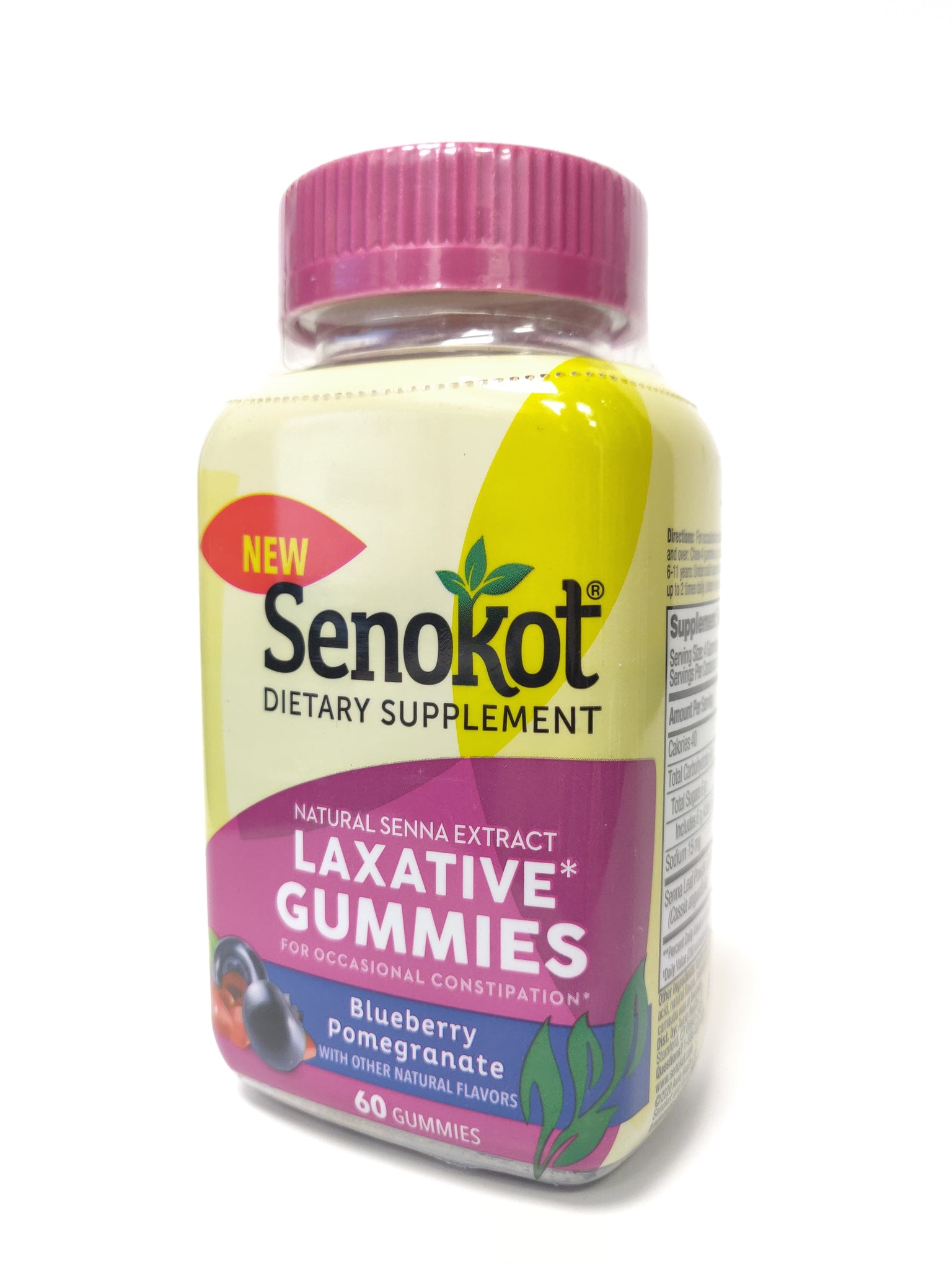 Senokot Natural Senna Extract Laxative Gummies - Blueberry Pomegranate ...