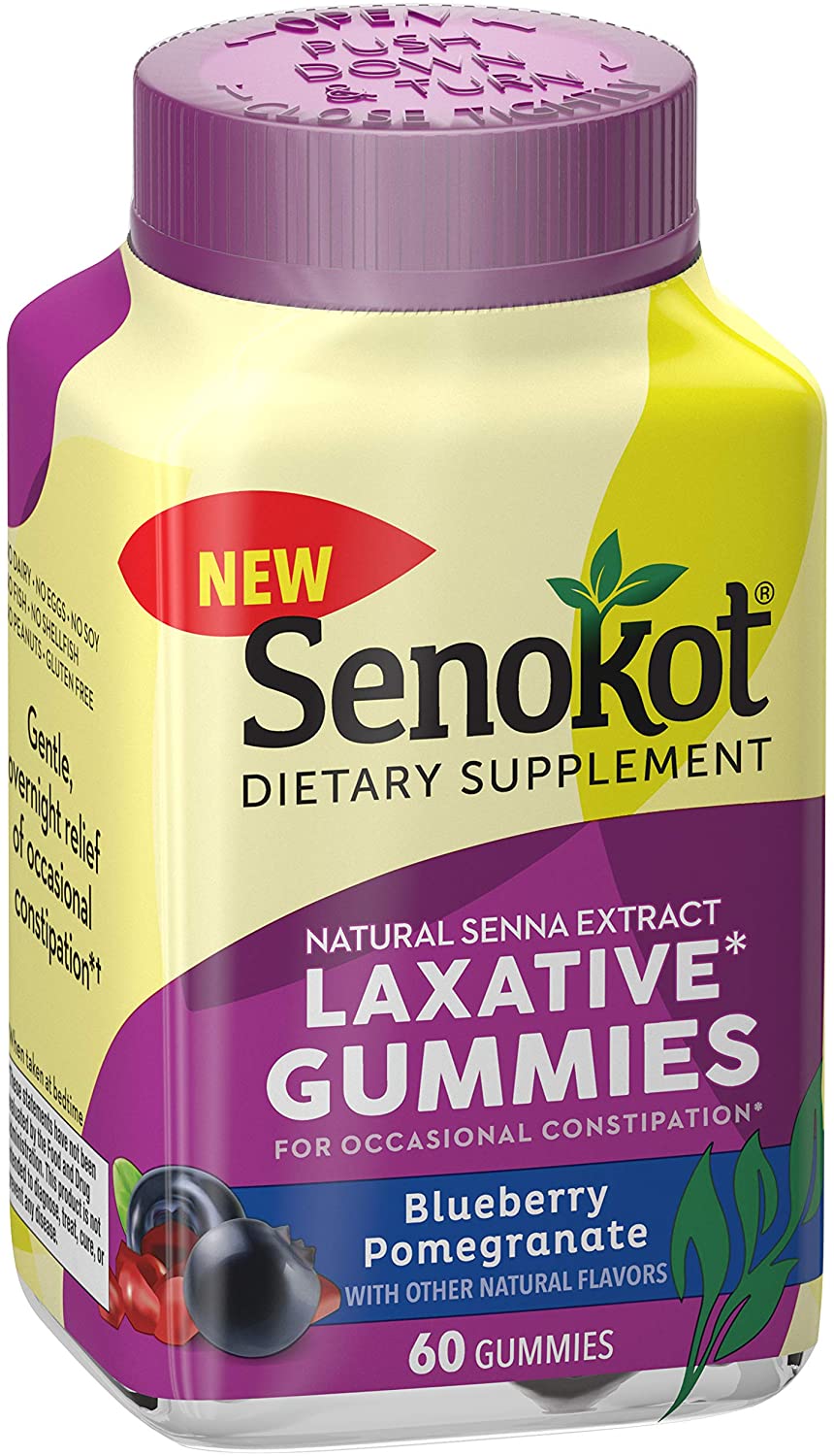 Senokot Natural Senna Extract Laxative Gummies - Blueberry Pomegranate ...