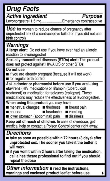 Plan B One-Step Emergency Contraceptive, 1.5mg (1 Tablet) | Silver Rod ...