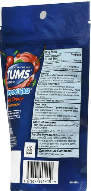 Tums Chewy Delights Soft Chews, Very Cherry - 32 count | Silver Rod ...