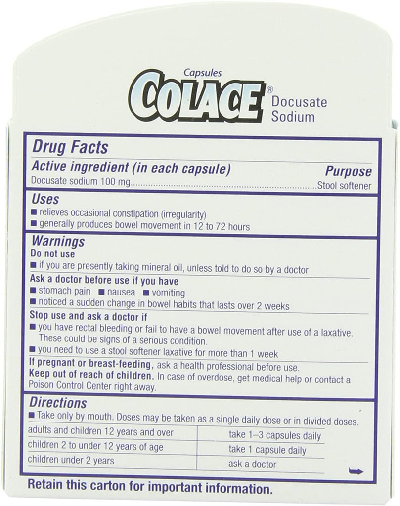 Colace 100mg Capsules - 10 count* | Silver Rod Pharmacy