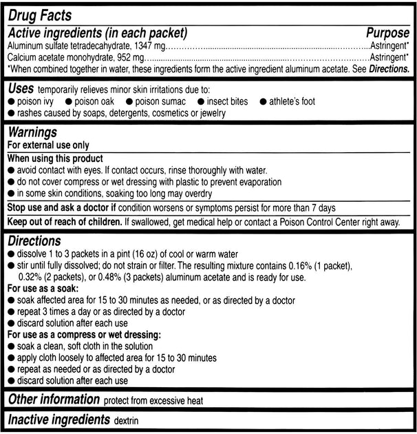 Domeboro Medicated Soak Rash Relief (Burow’s Solution), 12 Powder Pack ...