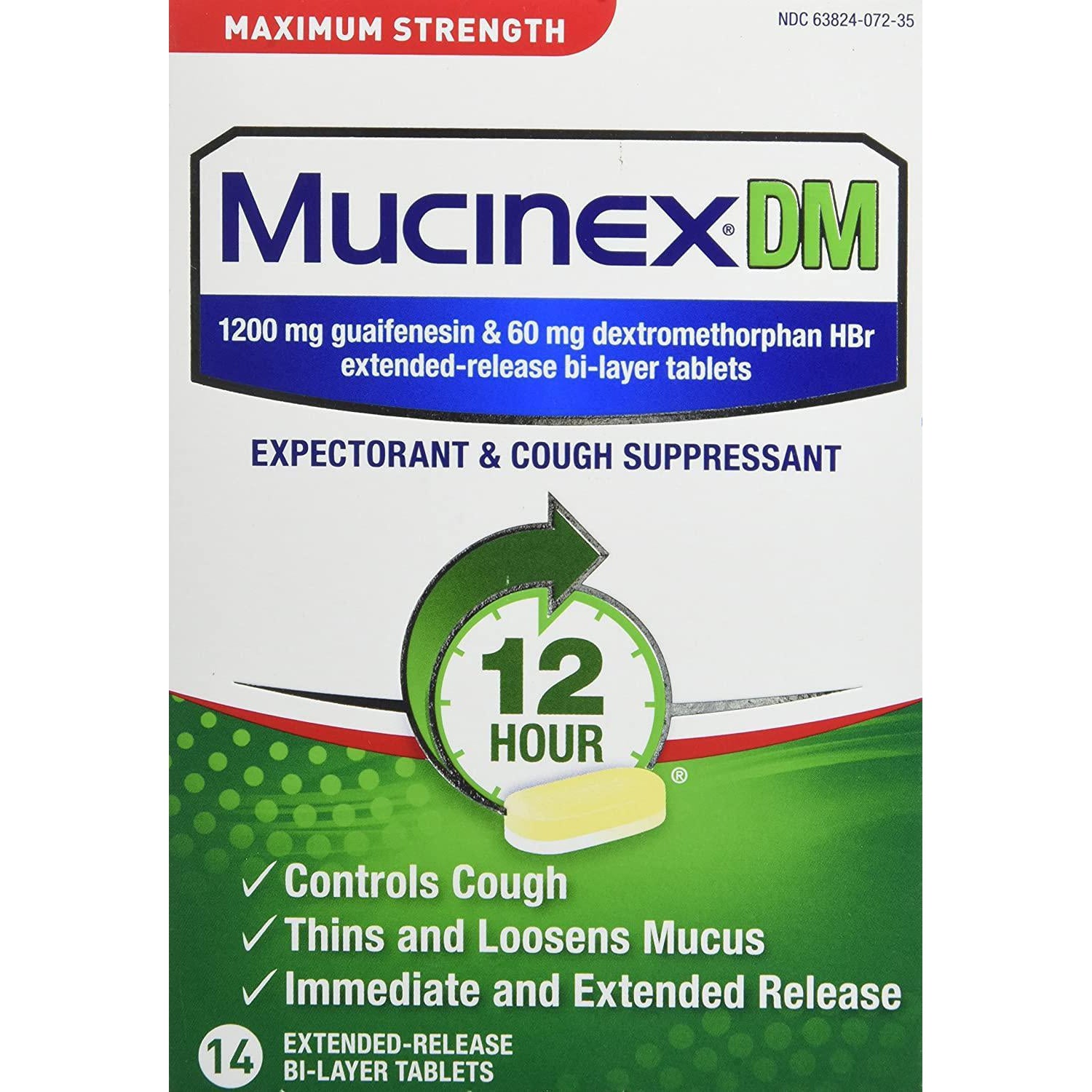 Mucinex DM Maximum Strength 12-Hour Expectorant and Cough Suppressant ...