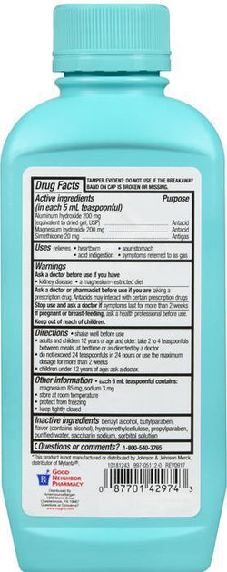 GNP Antacid Liquid, Regular Strength, Original Flavor - 12 oz | Silver ...