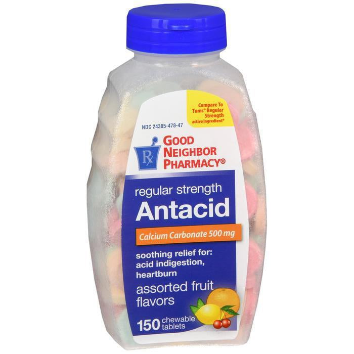 GNP Regular Strength Antacid, Assorted Fruit Flavor - 150 Chewable tab ...