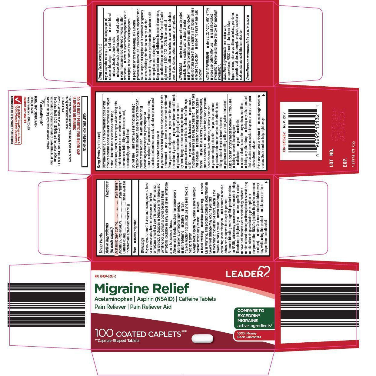 Leader Migraine Relief Caplets, 24 Count | Silver Rod Pharmacy