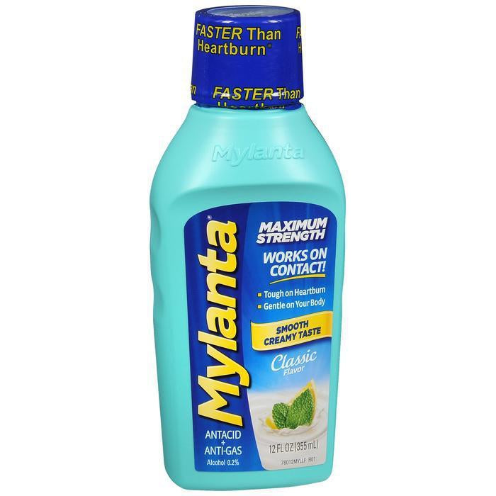 Mylanta Antacid and Gas Relief, Maximum Strength, Classic Flavor - 12 ...