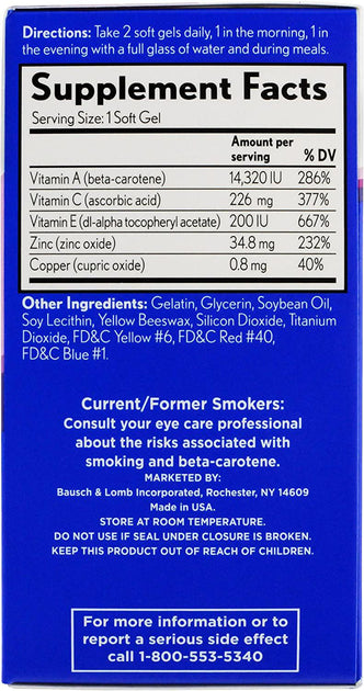 Bausch & Lomb PreserVision Eye Vitamin & Mineral Supplement, 120-Count ...