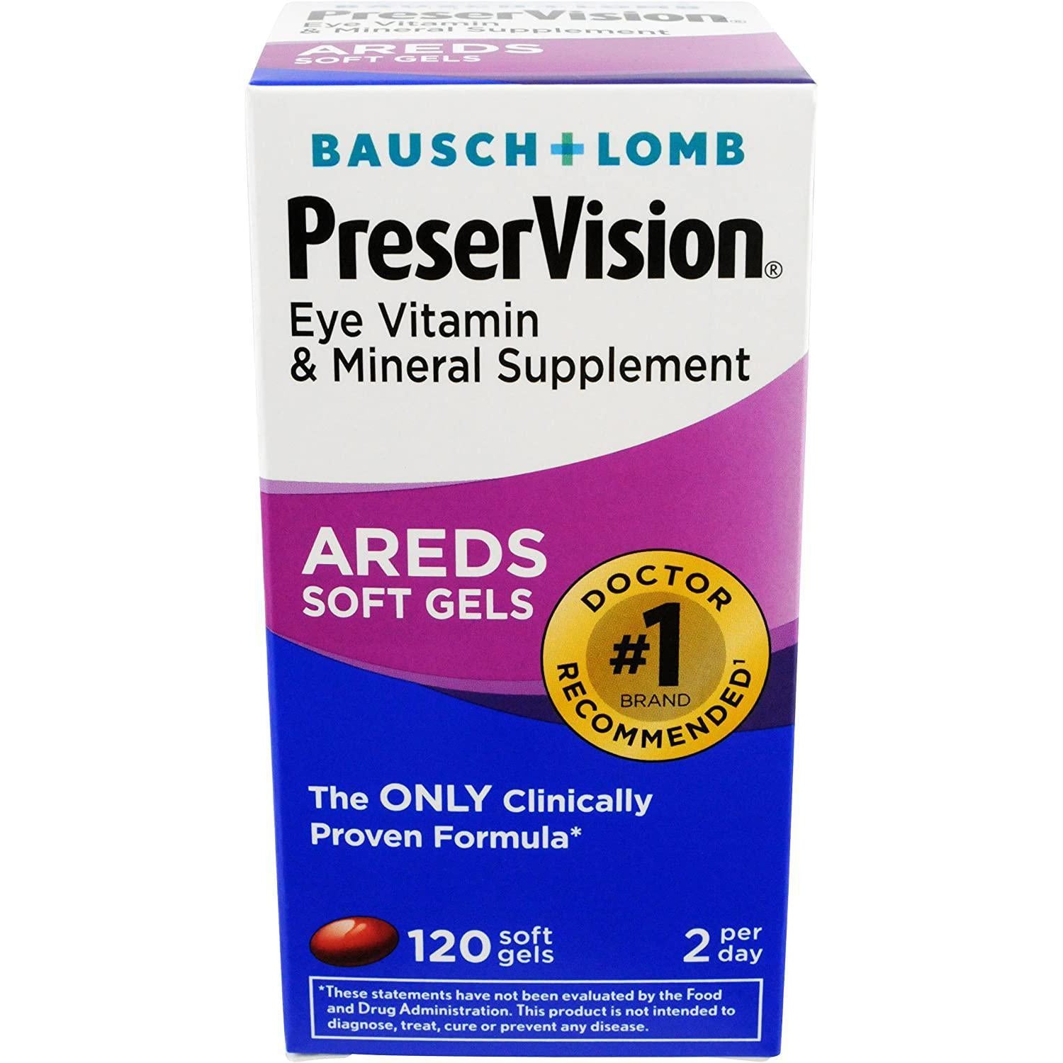Bausch & Lomb PreserVision Eye Vitamin & Mineral Supplement, 120-Count ...