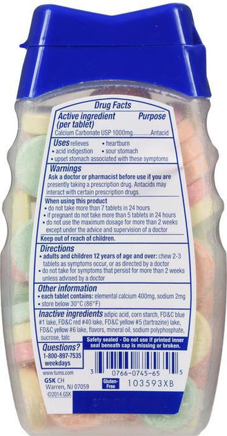 Tums Ultra Strength 1000, Assorted Fruit - 72 Tablets | Silver Rod Pharmacy