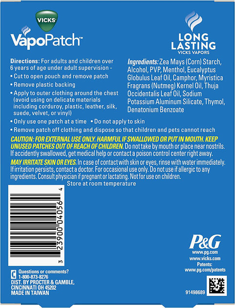 Vicks Vapopatch With Long Lasting Soothing Vapors, 5 Patches* | Silver ...